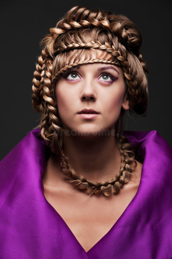 Woman with old brazen bowl stock image. Image of knackery - 482919