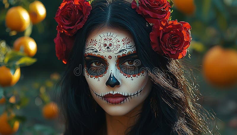 Beautiful Woman in Halloween Costume with Spooky Makeup Generated by AI ...