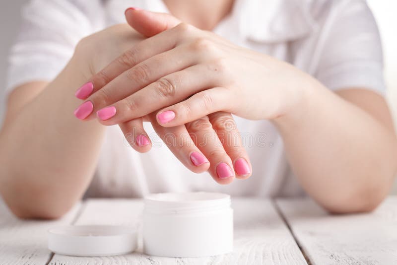 Beautiful Woman Hands with Cream Stock Photo - Image of apply ...