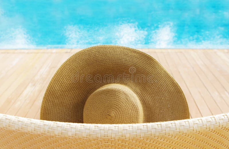 Beautiful Woman in Hat Near Pool Stock Photo - Image of lady ...