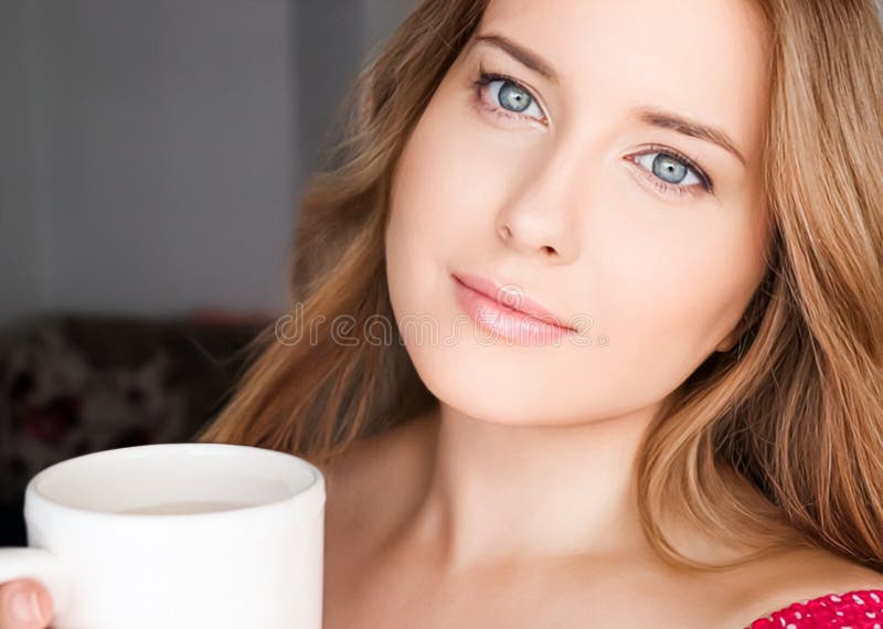 Beautiful Woman Having a Cup of Tea in the Morning at Home Stock Photo ...