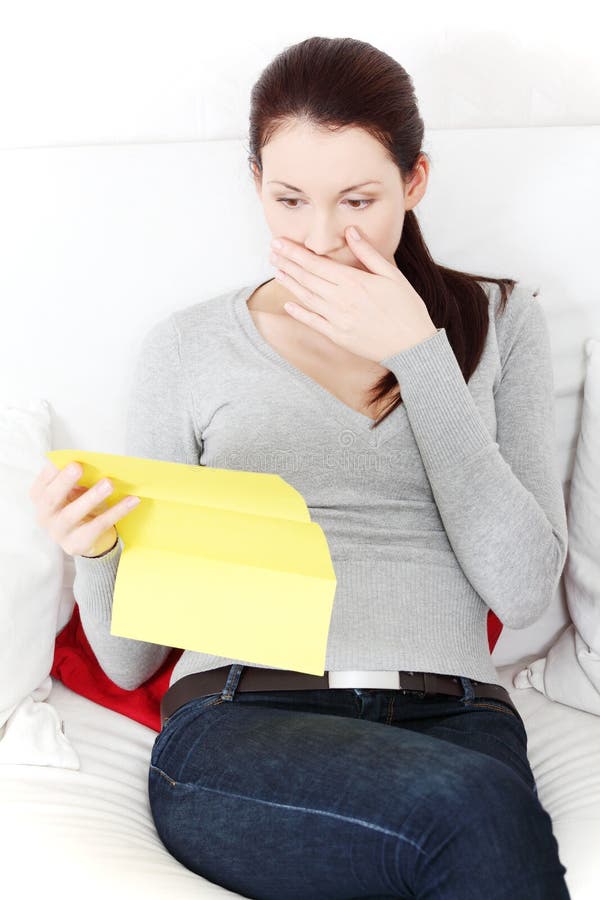 Beautiful Woman Having a Look at the Documents. Stock Image - Image of ...