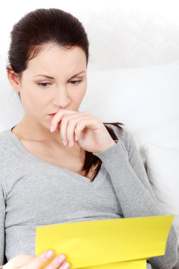 Beautiful Woman Having a Look at the Documents. Stock Image - Image of ...