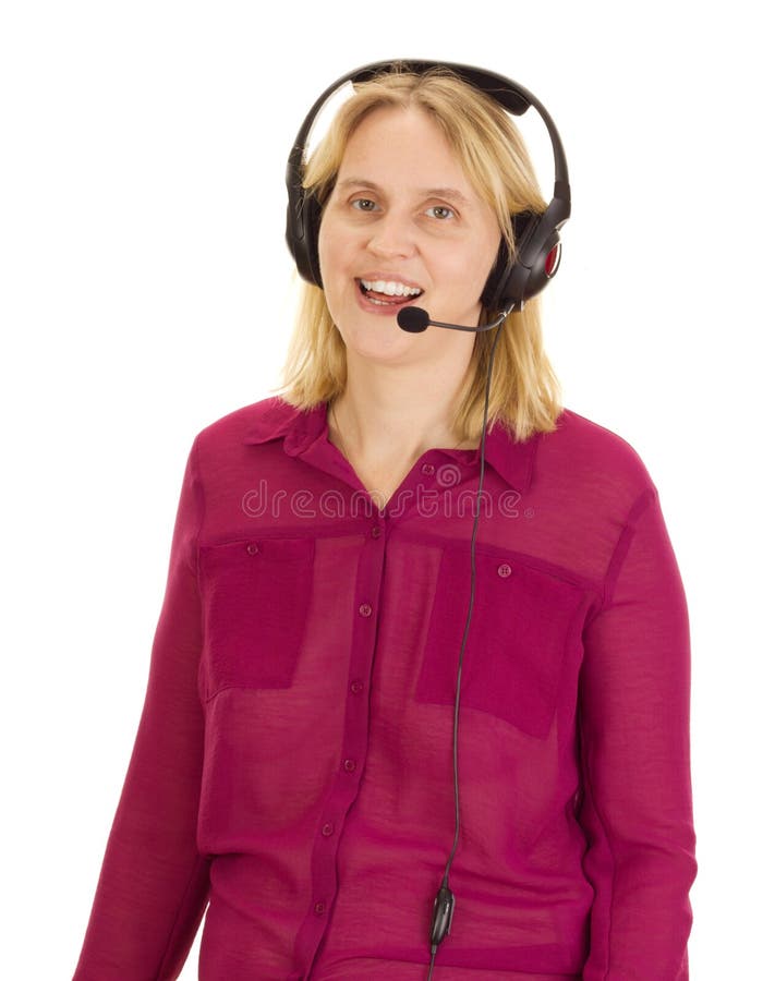 Beautiful Woman with Head Set Stock Image - Image of female, online ...