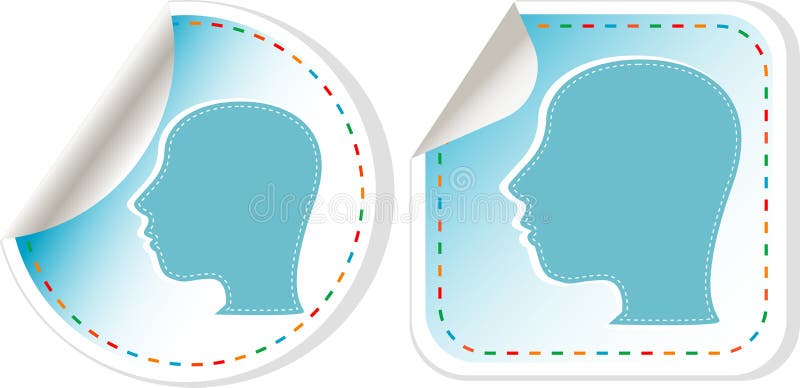 Beautiful Woman Head Silhouette. Sticker Set Stock Vector ...