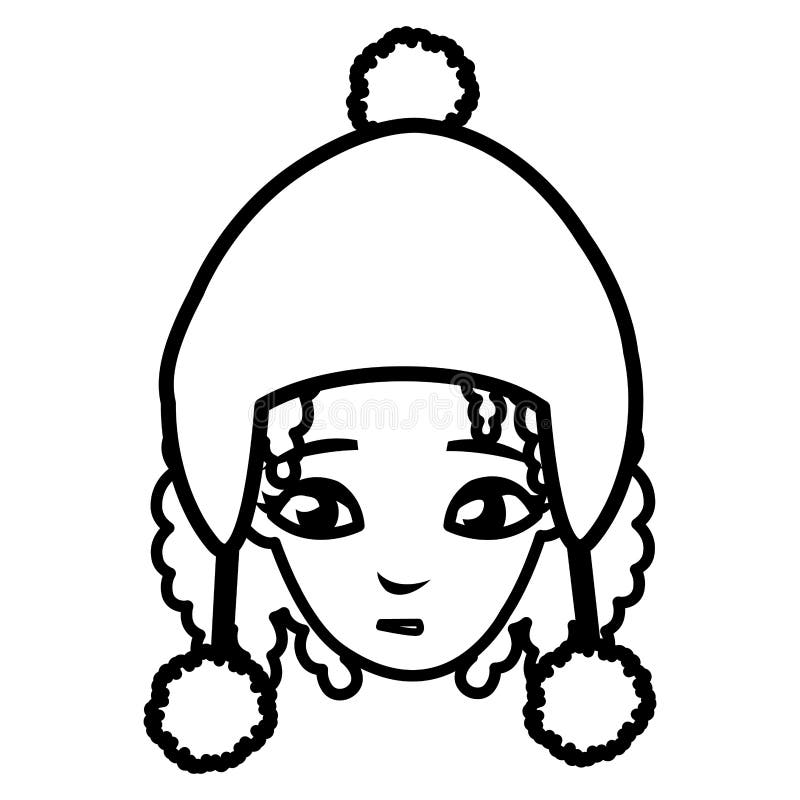 Beautiful Woman Head with Winter Hat Stock Vector - Illustration of ...