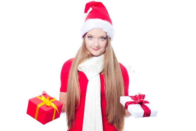 Beautiful Woman Holding a Present Stock Image - Image of interested ...