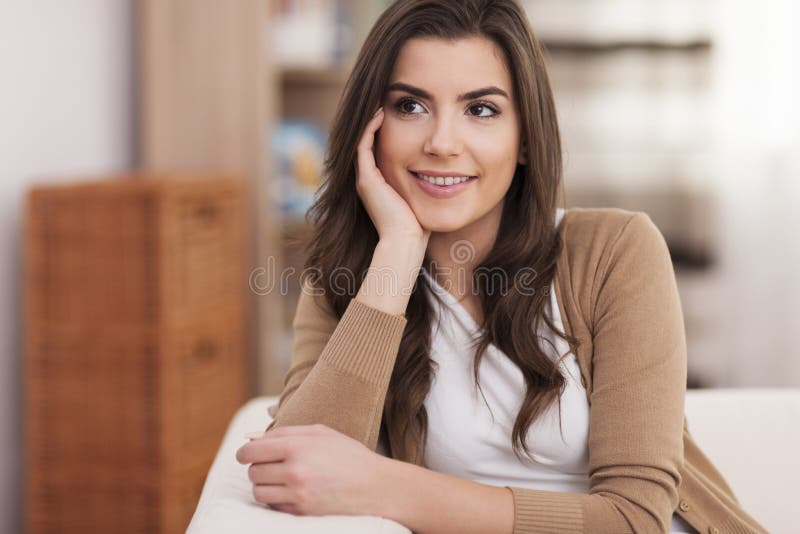 Beautiful woman at home stock photo. Image of smiling - 39856774