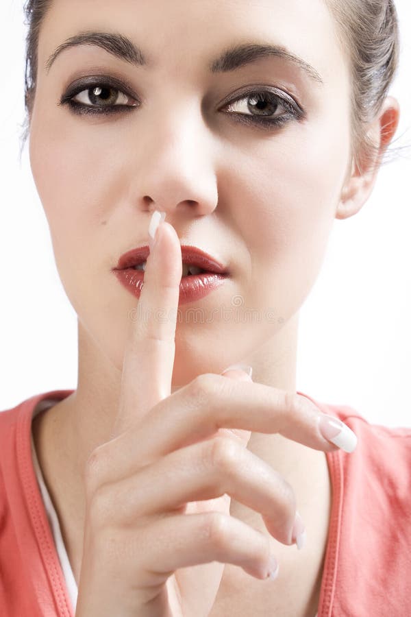 Beautiful woman hushing stock image. Image of hand, closeup - 11406605