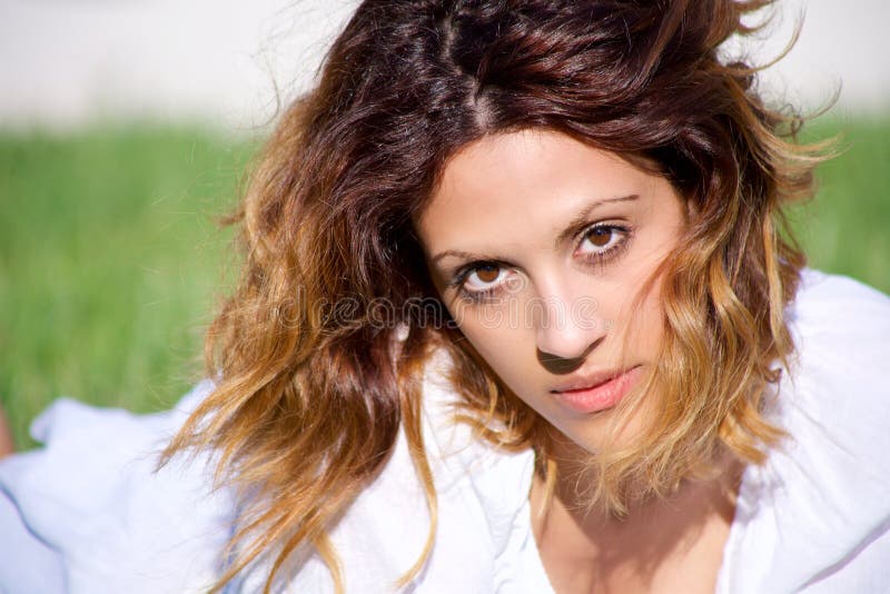 Beautiful Woman Intense Expression Looking Camera Stock Image - Image ...