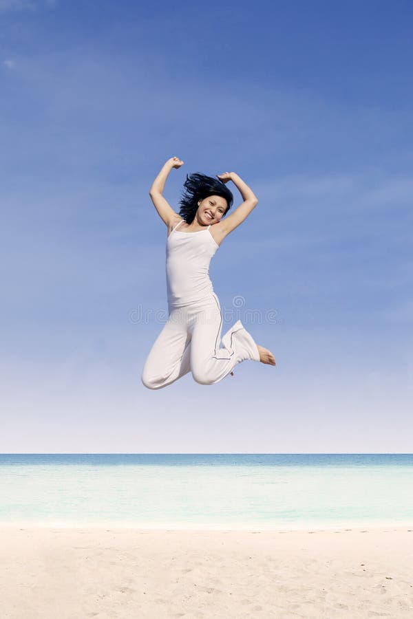 Red woman jump stock photo. Image of happiness, jump - 28539272