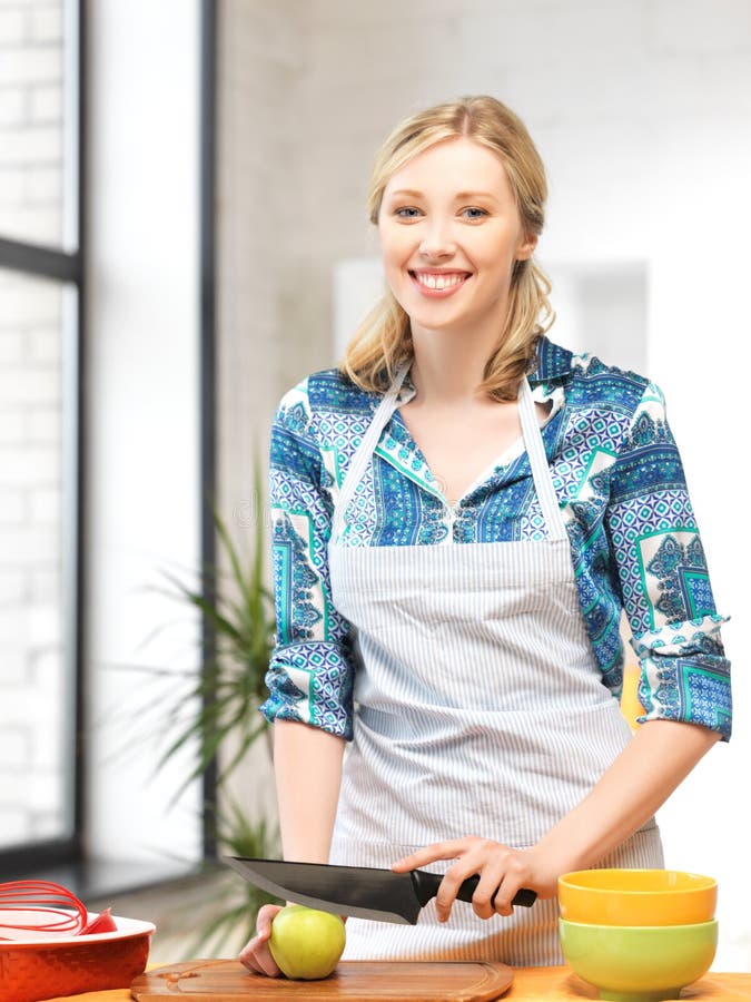 Beautiful Woman in the Kitchen Stock Image - Image of home, gorgeous ...