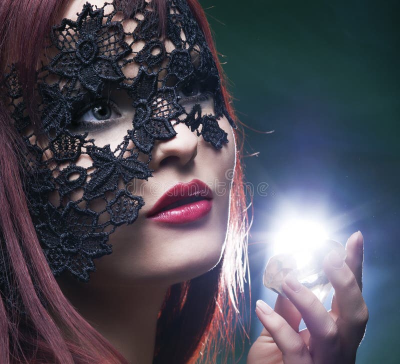 Beautiful Woman Lace Mask Diamond Stock Photos - Free & Royalty-Free ...