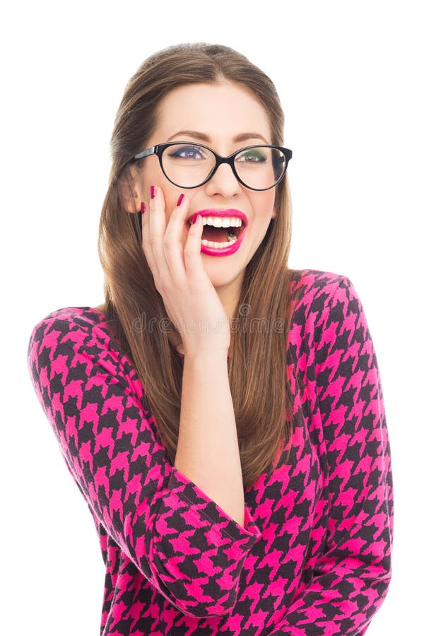 Woman Laughing Against Blue Sky Stock Photo - Image of girl, blue: 1032384