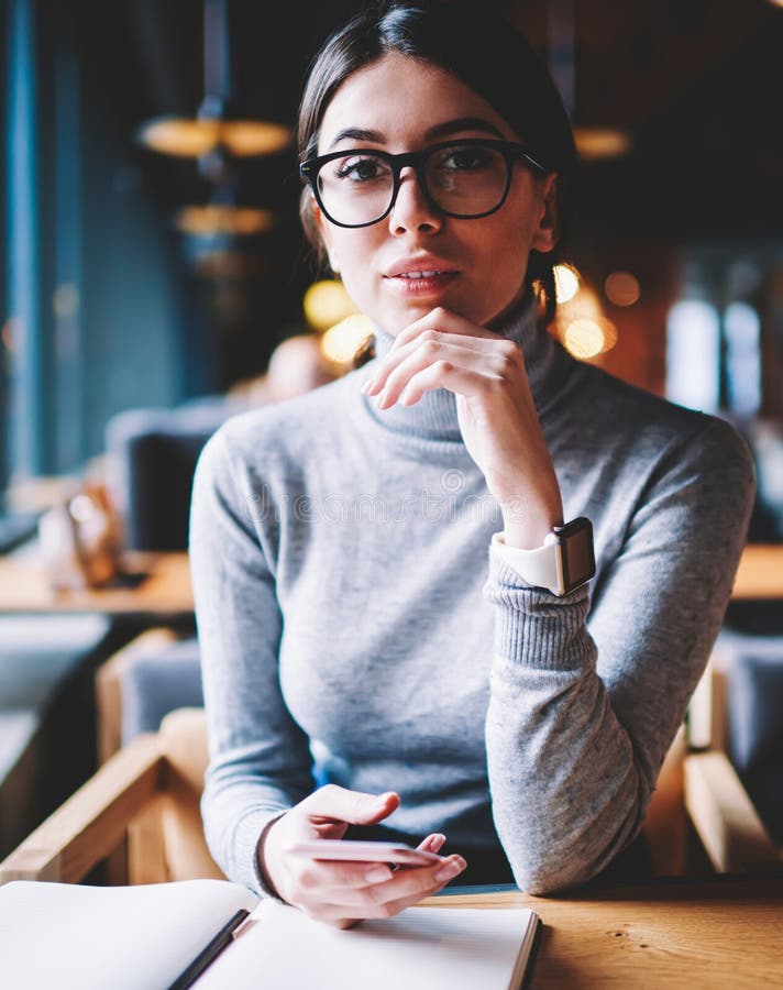 Beautiful Woman Learning at University Library Posing and Holding ...