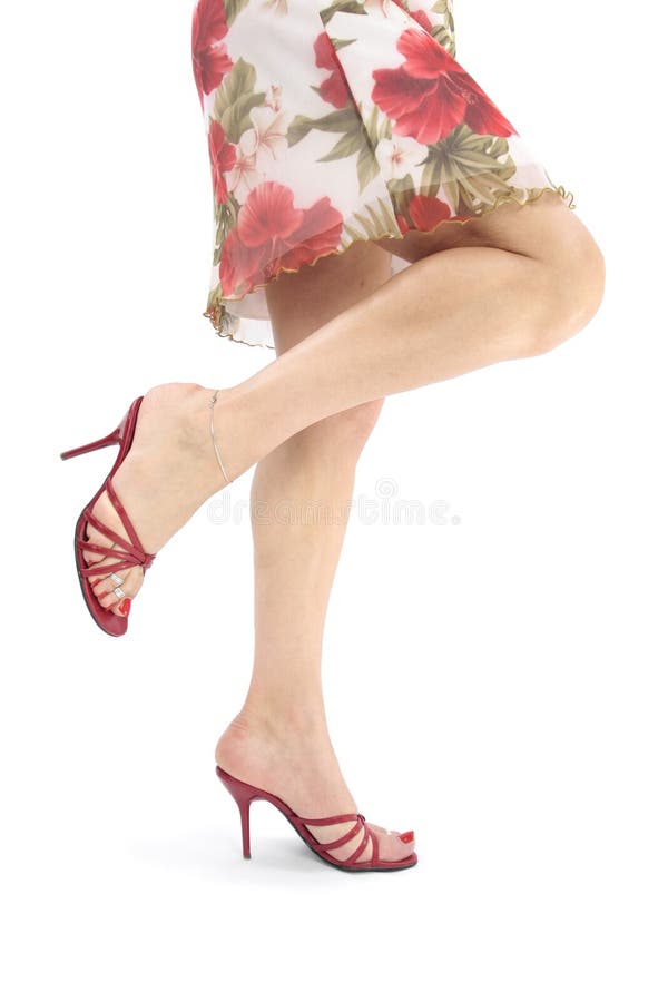Beautiful Woman Legs with Red Shoes Over White Stock Image - Image of ...