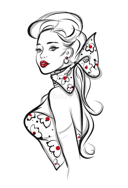Beautiful Line Art Woman Illustration Stock Illustrations 63 156