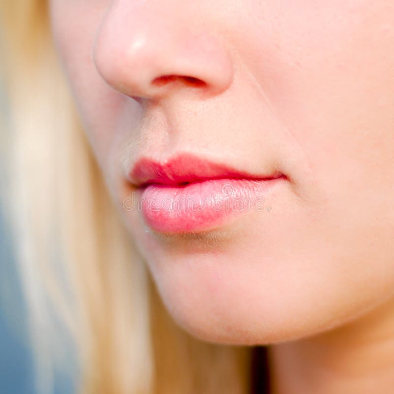 Beautiful Woman Lips Closeup Stock Image - Image of silent, shut: 26465581