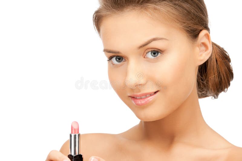 Beautiful Woman with Lipstick Stock Image - Image of makeup, cheerful ...
