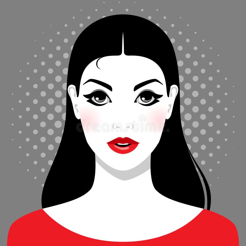 Beautiful Woman With Long Black Hair Stock Vector Illustration Of Black Graphic 202181055