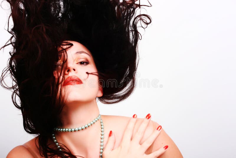 Beautiful Woman with Long Flying Hair Stock Image - Image of girl ...
