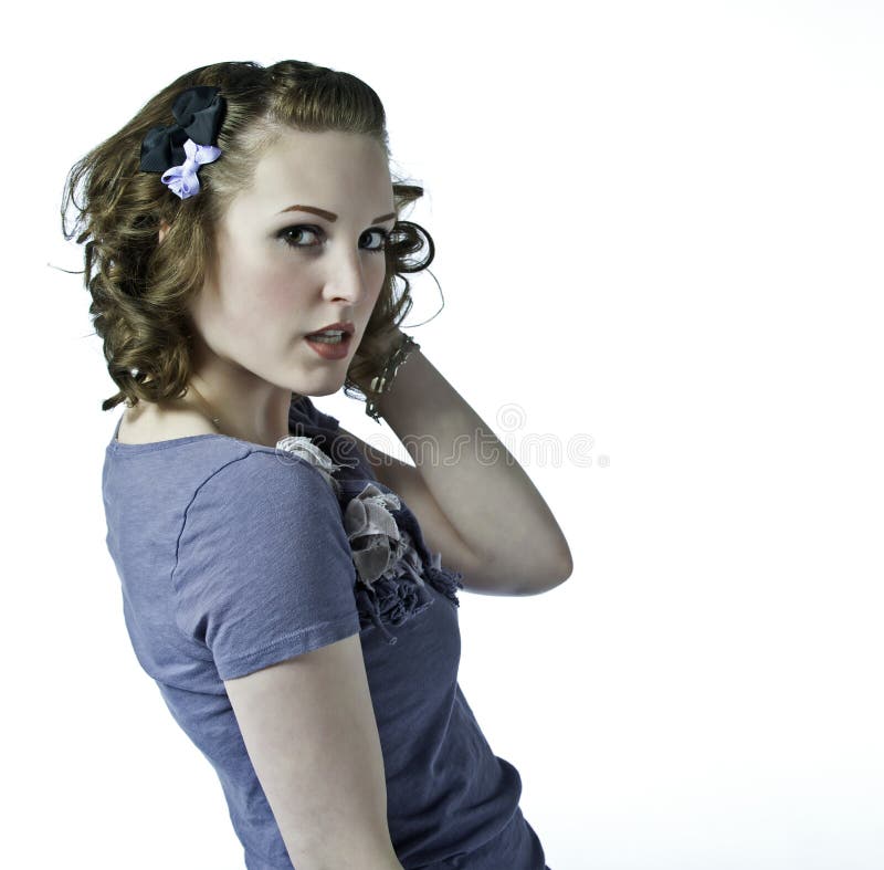Beautiful Woman Looking Back Over Her Shoulder Stock Image - Image of ...
