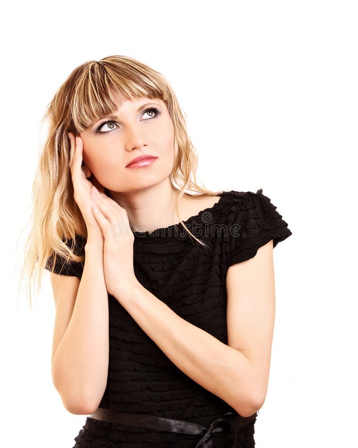Beautiful Woman Looking Isolated Stock Image - Image of blond, portrait ...