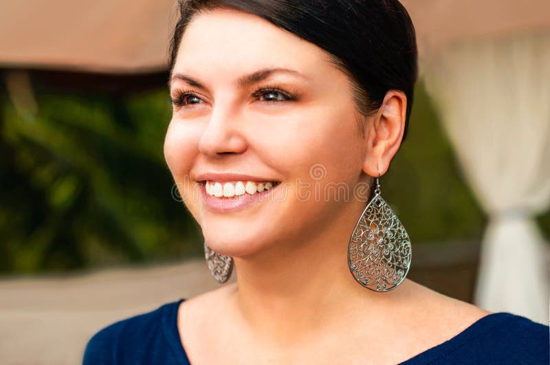 Beautiful Woman is Looking Sideways and Laughing Stock Image - Image of ...