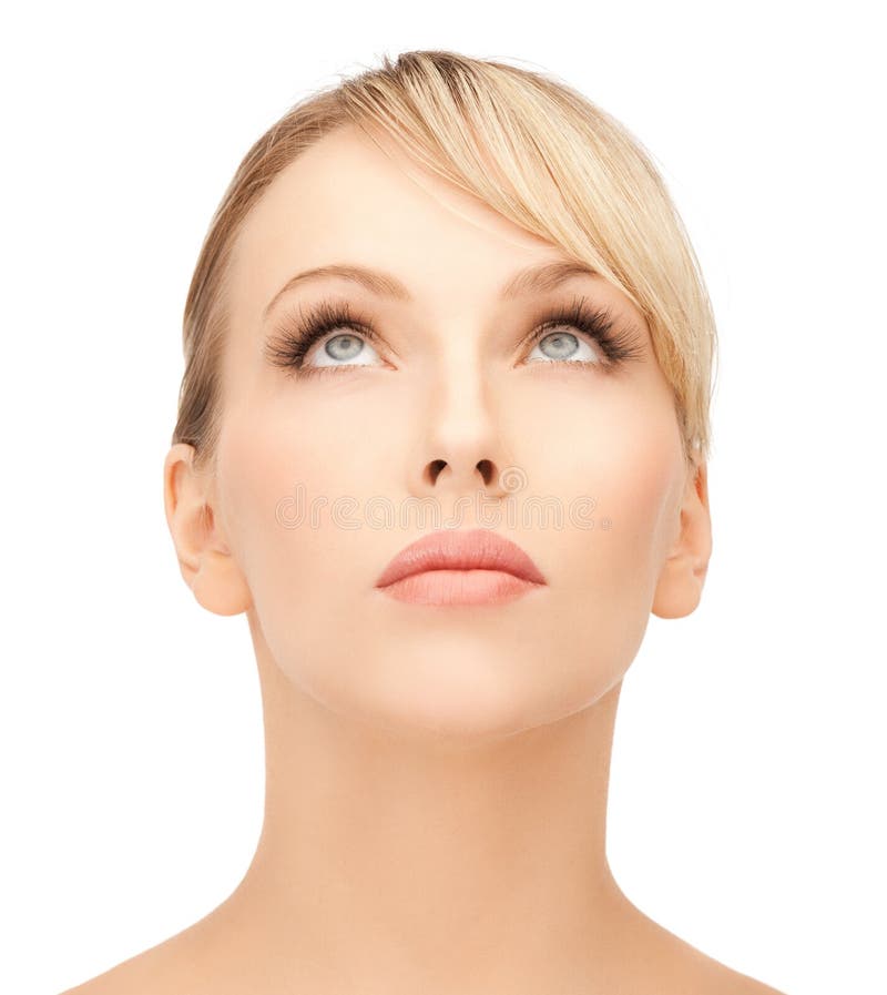 Beautiful woman looking up stock image. Image of makeup - 38236119
