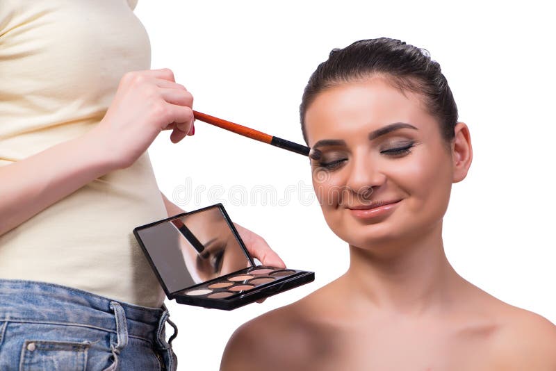 The Beautiful Woman during Make-up Cosmetics Session Stock Image ...