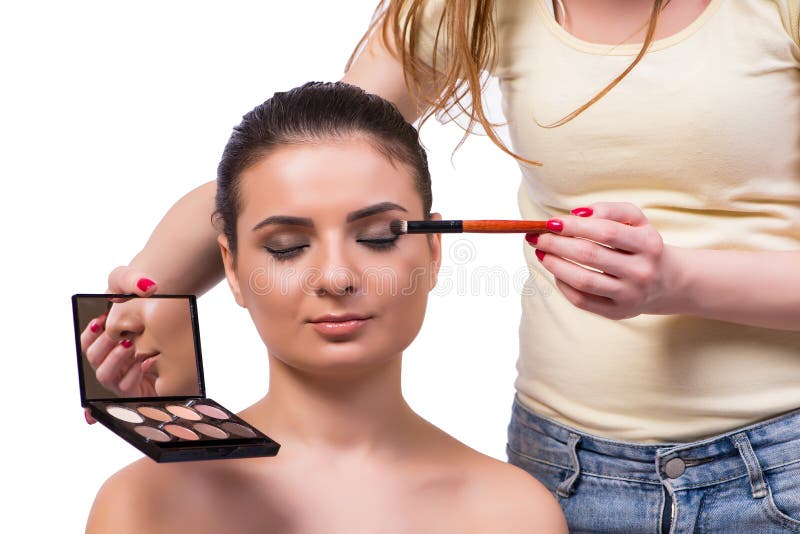 The Beautiful Woman during Make-up Cosmetics Session Stock Image ...