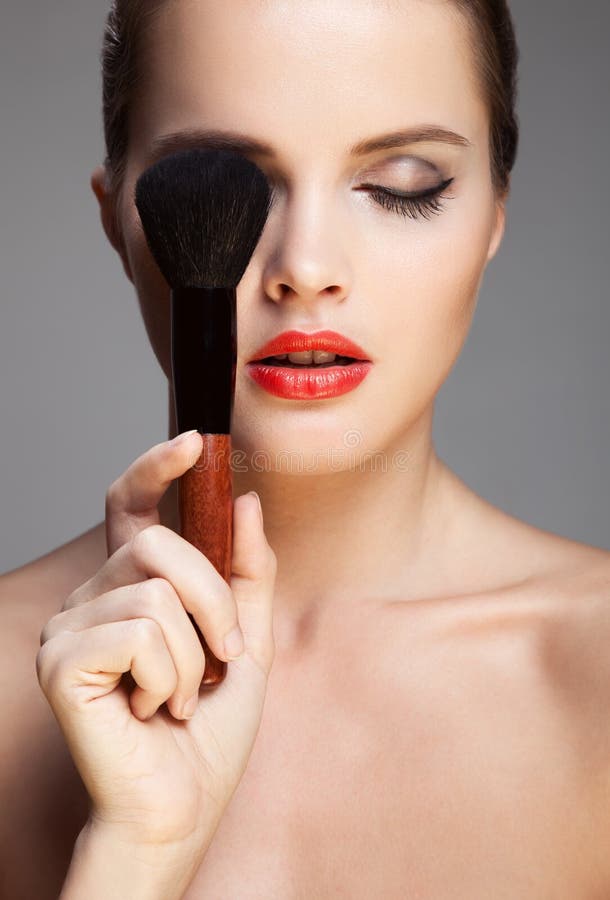 Beautiful Woman. Make-up Face. Stock Image - Image of closeup, eyebrow ...