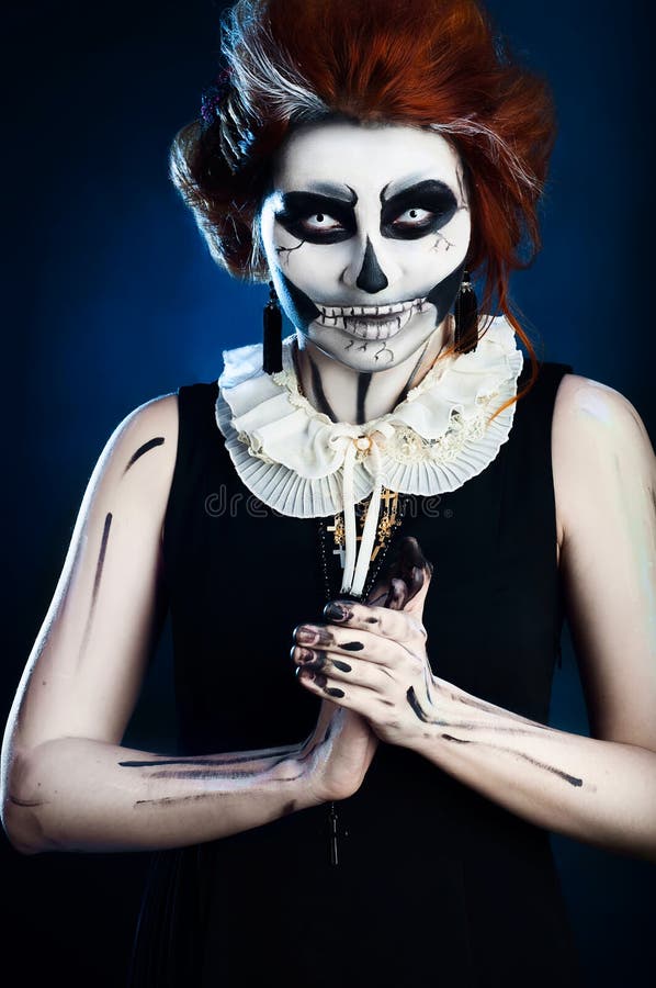 Beautiful Woman with Make-up Skeleton Stock Image - Image of holiday ...