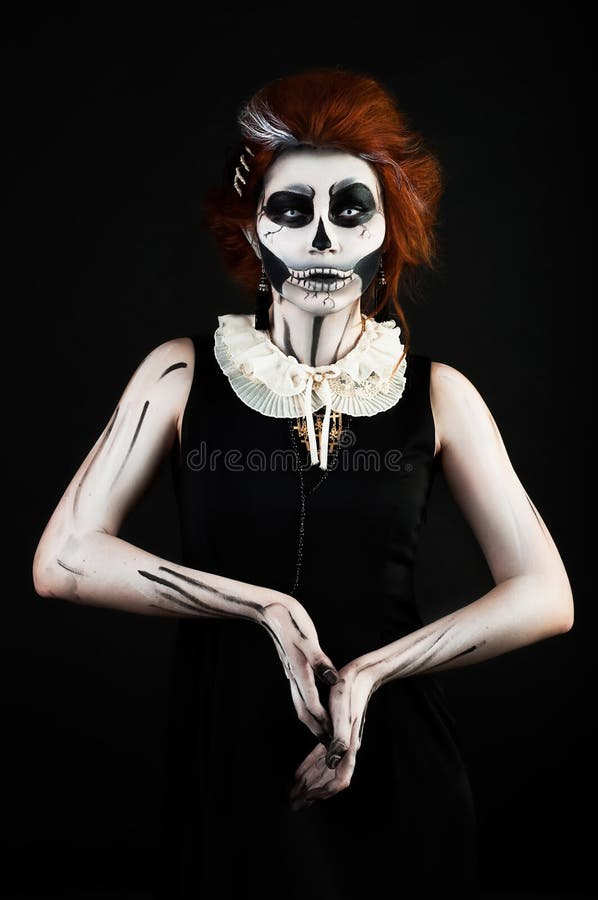 Beautiful Woman with Make-up Skeleton Stock Image - Image of makeup ...