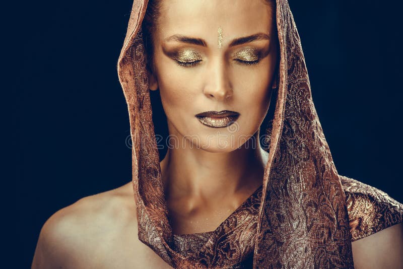 Beautiful Woman with Make-up Stock Photo - Image of jewellery, arabic ...