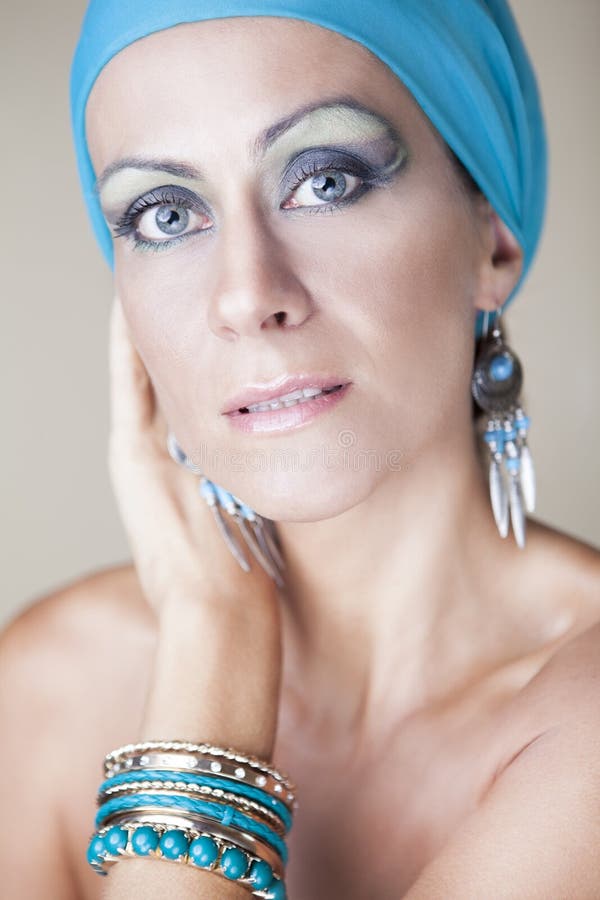 Beautiful Woman with Makeup Stock Photo - Image of cheek, jewellery ...