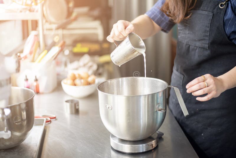 Beautiful Woman is Making Bakery Stock Image - Image of cook, female ...