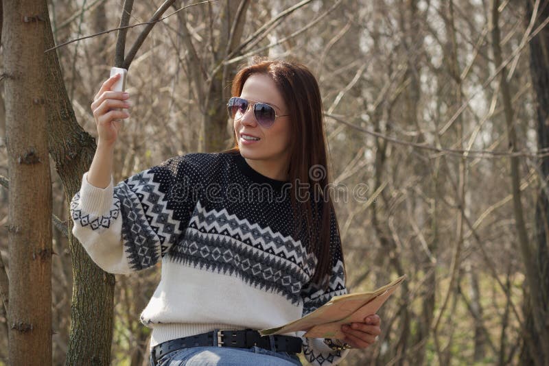 Beautiful Woman with a Map in the Hands Stock Photo - Image of woman ...