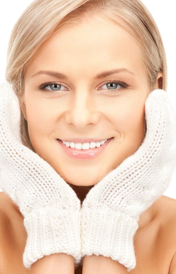 Beautiful woman in mittens stock photo. Image of nice - 21167002