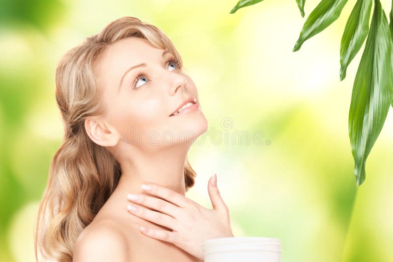 Beautiful Woman with Moisturizing Creme Stock Photo - Image of creme ...