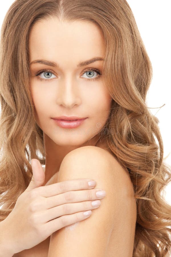 Beautiful Woman with Moisturizing Creme Stock Photo - Image of lady ...