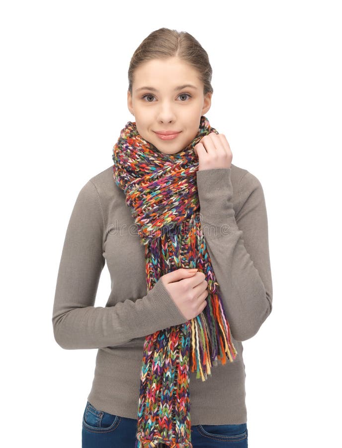 Beautiful woman in muffler stock photo. Image of happiness - 39762264