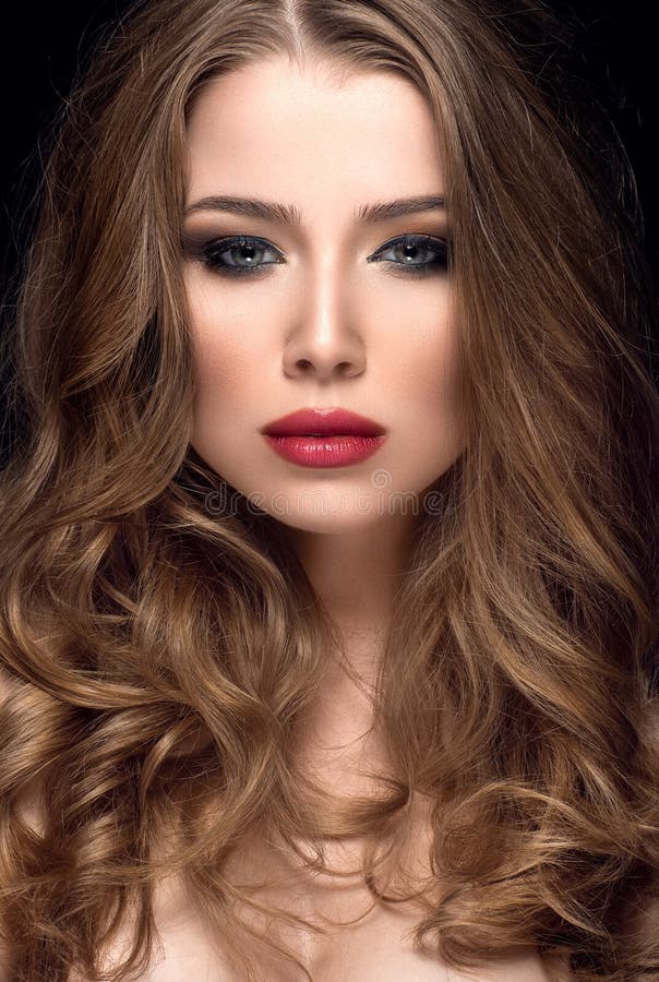 Beautiful Woman with Nice Make Up and Red Lips Stock Photo - Image of ...