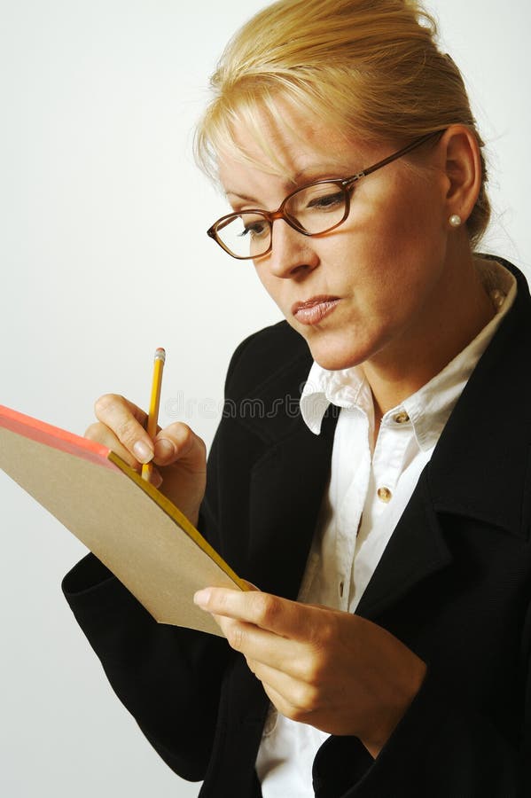 Beautiful Woman with Notepad Stock Image - Image of concentrate ...