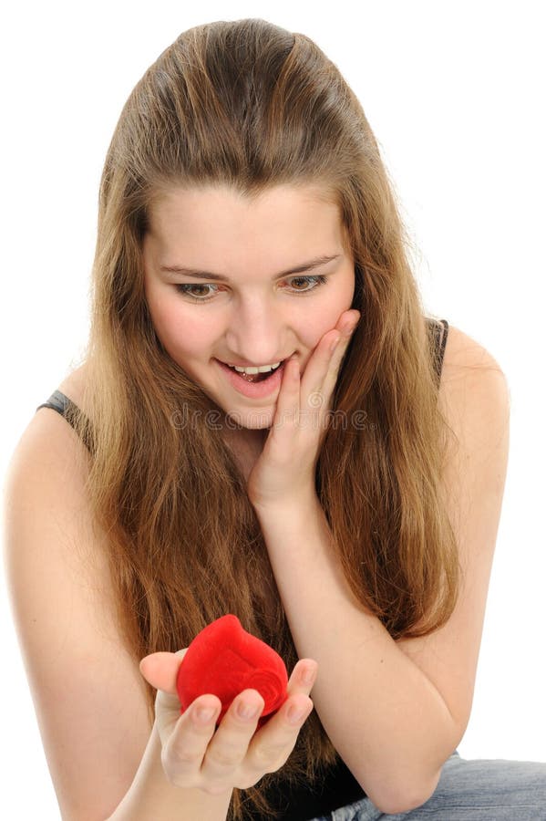 The Beautiful Woman with the Open Gift Stock Photo - Image of caucasian ...