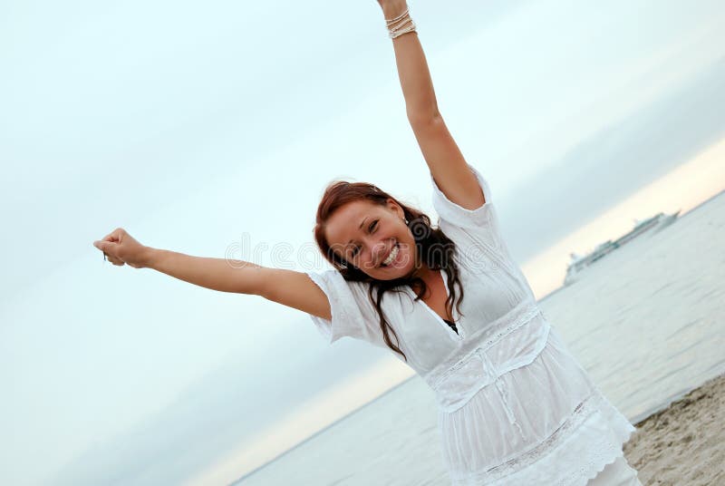 Beautiful woman overjoyed stock image. Image of excited - 10788779