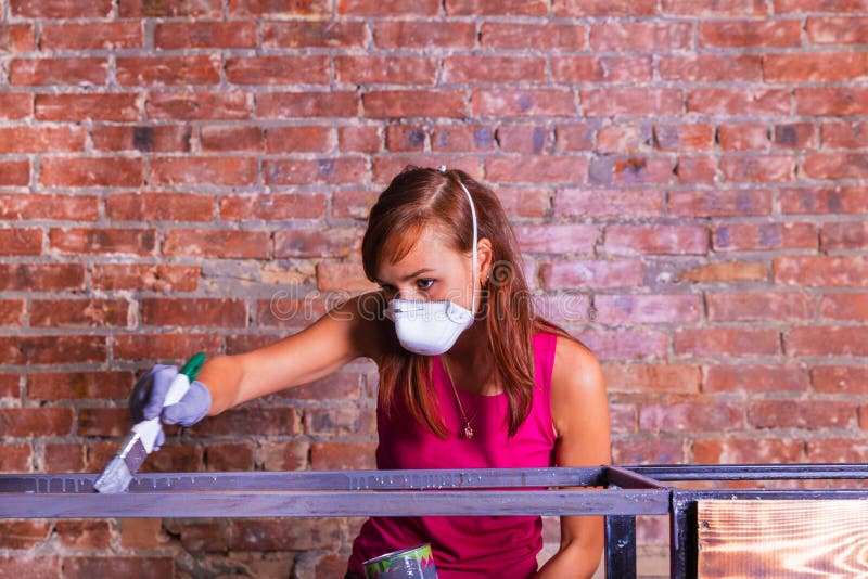 Beautiful Woman Paints and Silver Paint Brush Stock Image - Image of ...