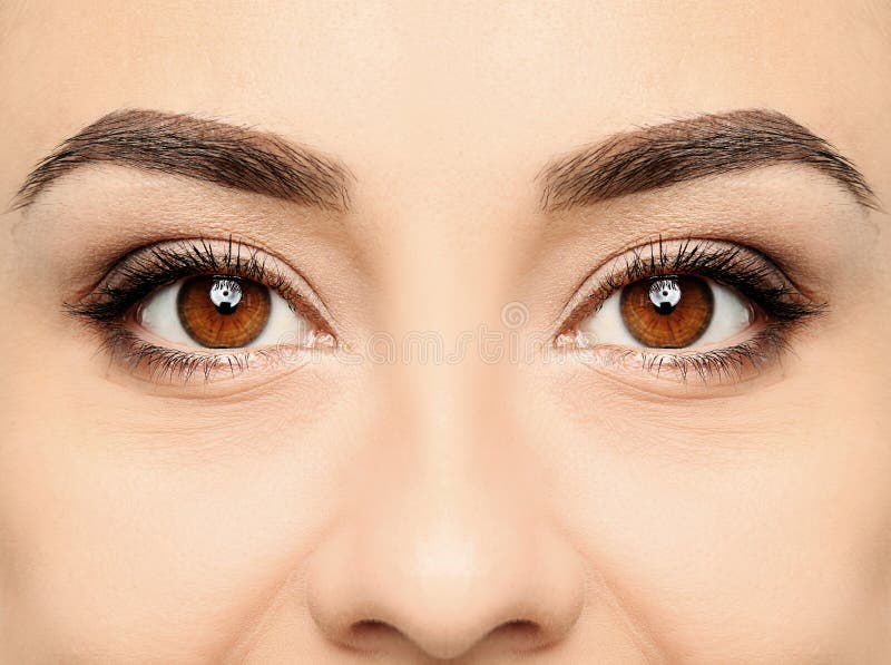 Beautiful Woman with Perfect Eyebrows, Closeup Stock Image - Image of ...