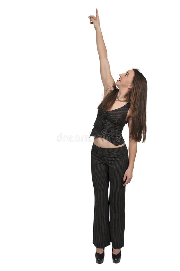 Beautiful woman pointing stock photo. Image of beautiful - 86216526