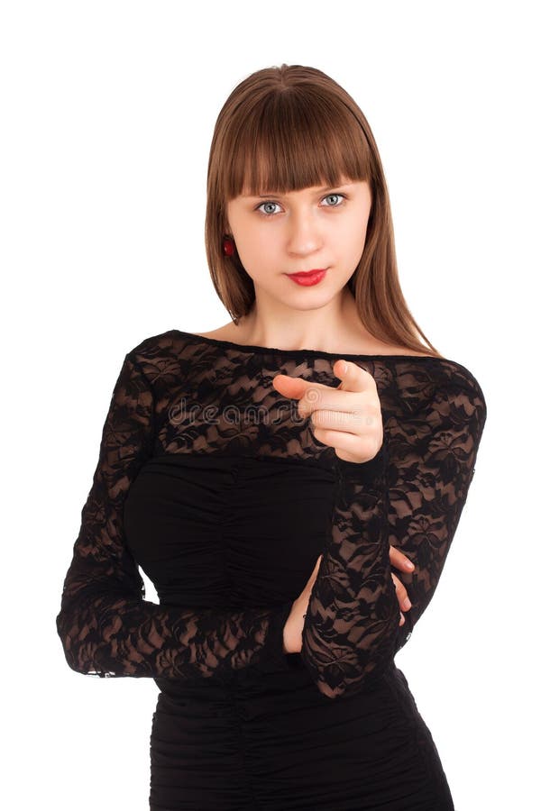 Beautiful Woman Pointing at You Stock Photo - Image of dress, beautiful ...